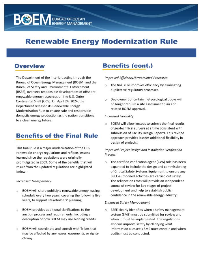 Fact Sheets | Bureau of Ocean Energy Management